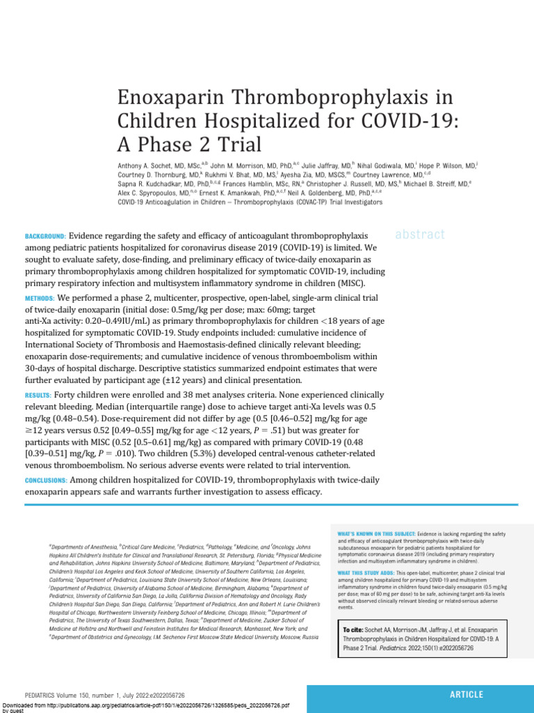 enoxaparin | PDF | Phases Of Clinical Research | Clinical Medicine