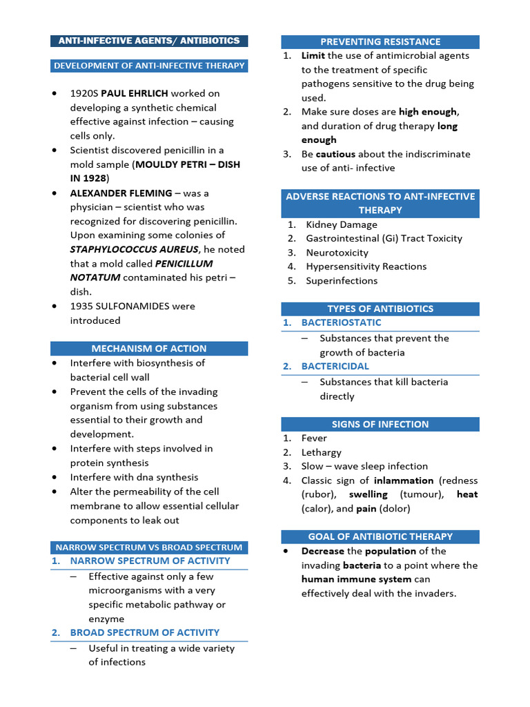 Anti-Infective Agents and Antibiotics Guide | PDF | Penicillin ...
