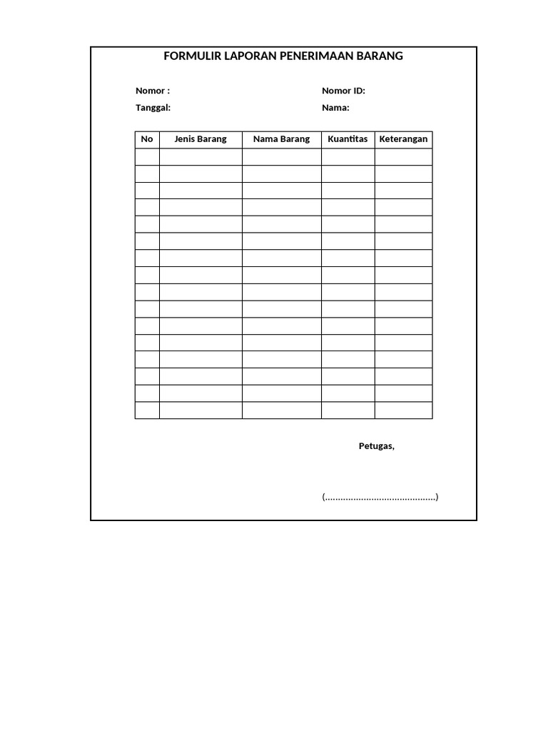 2. FORMULIR LAPORAN PENERIMAAN BARANG | PDF