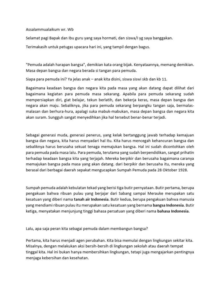 PIDATO SUMPAH PEMUDA 2024 | PDF