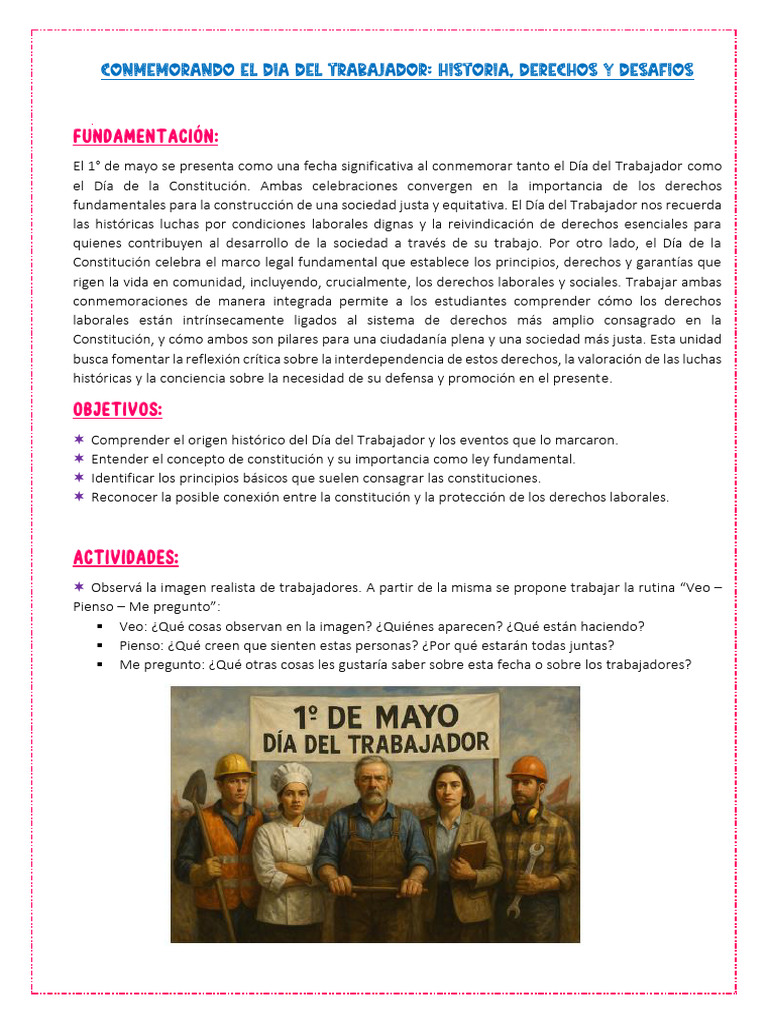Día del Trabajador: Historia y Derechos | PDF | Constitución | Sociedad