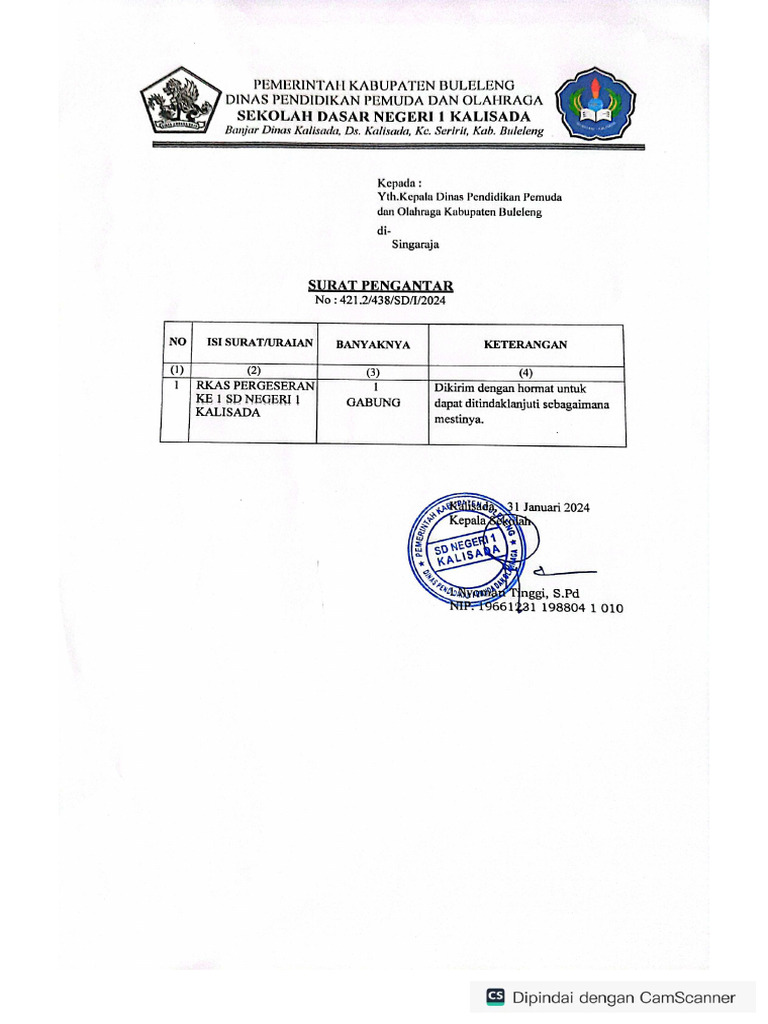 Pergeseran 1 RKAS SD NEGERI 1 KALISADA | PDF
