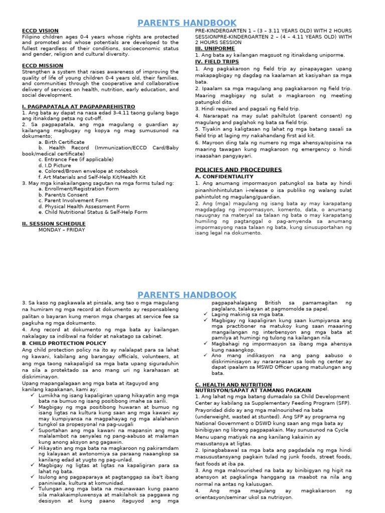 Parents Handbook | PDF