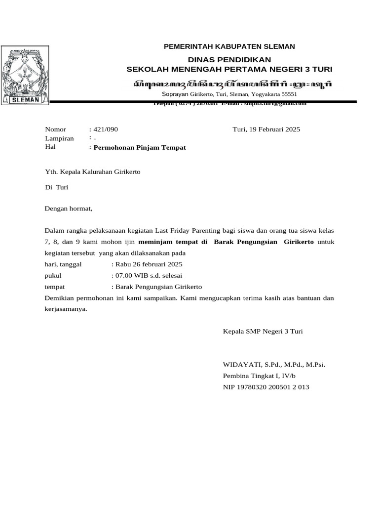 Permohonan Pinjam Tempat | PDF