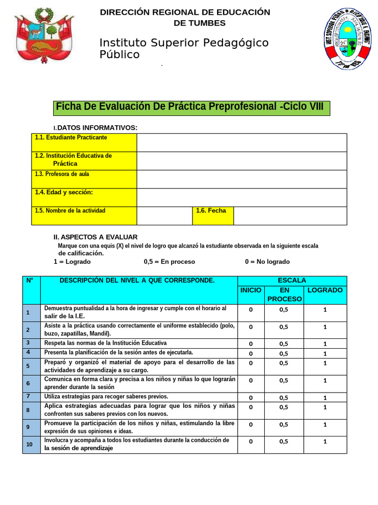 Ficha de Evaluación de Práctica Preprofesional VIIC | PDF | Aprendizaje | Modificación de ...