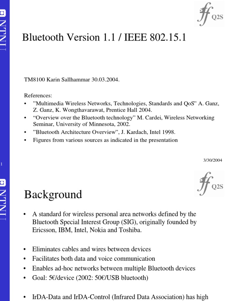 Bluetooth Version 1.1 / IEEE 802.15.1 | PDF | Bluetooth | Communications Protocols