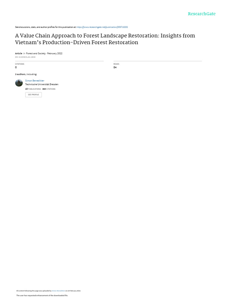 A Value Chain Approach To Forest Landscape Restoration | PDF | Forest ...