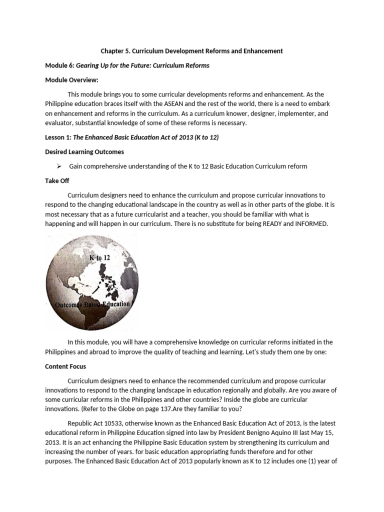Chapter 5 Curriculum Development Reforms and Enhancement LESSON1 | PDF ...