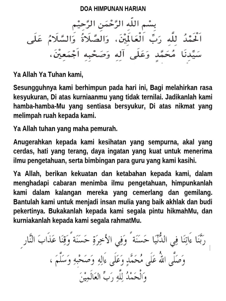Doa Himpunan Harian untuk Kesyukuran | PDF