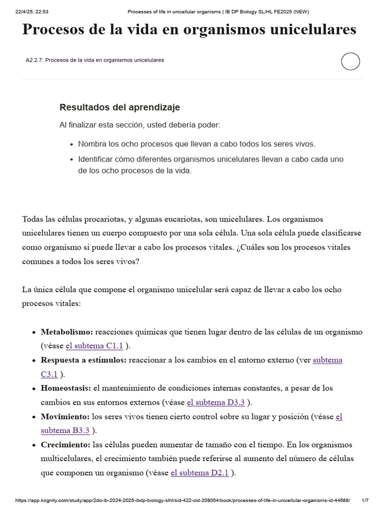Processes of Life in Unicellular Organisms - IB DP Biology SL - HL ...