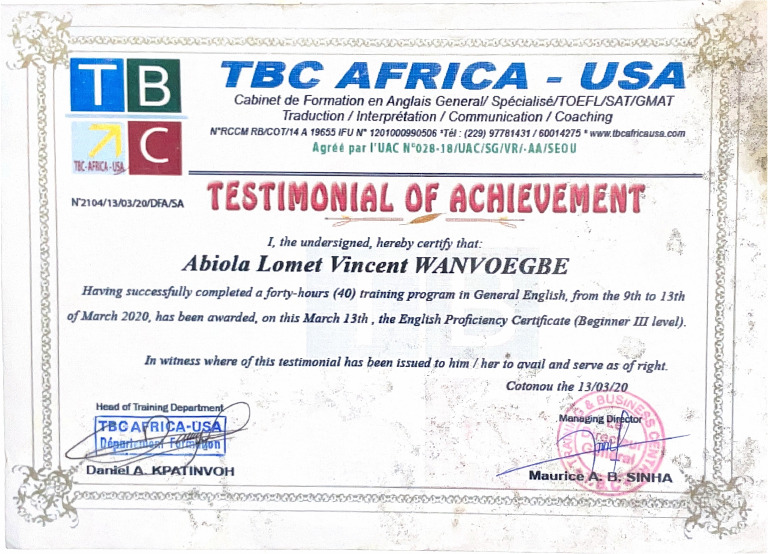 TBC Africa - Usa | PDF