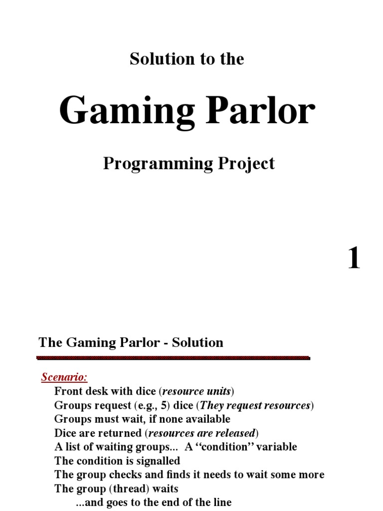 Gaming Parlor Solution | PDF | Software Development | Concurrent Computing