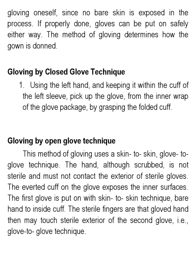 Gloving by Open Glove Technique | PDF