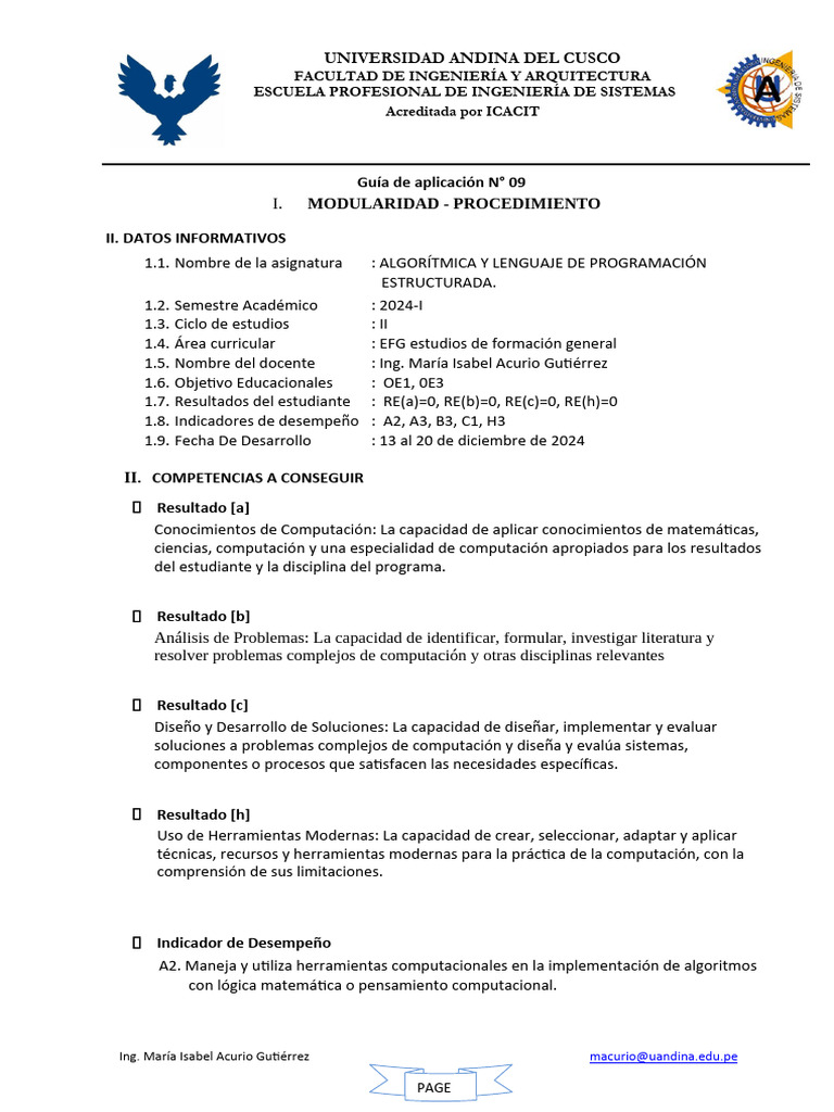 Guía #09 Modularidad Procedimientos - 2024-II Python | PDF | Algoritmos | Informática