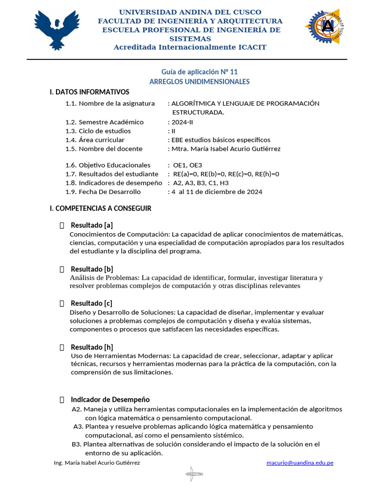 Guia #11 Arreglos Unidimensionales 2024-II Python | PDF | Ciencias de ...