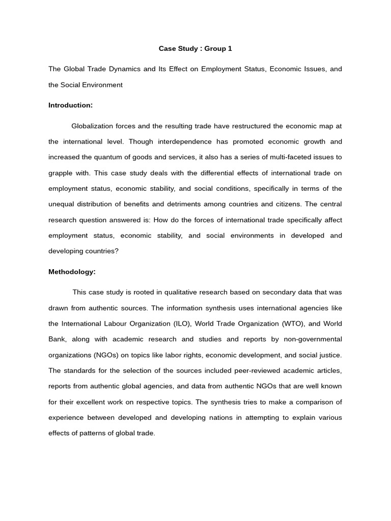 Case Study GROUP 1 Drafts | PDF | Globalization | Labour Economics