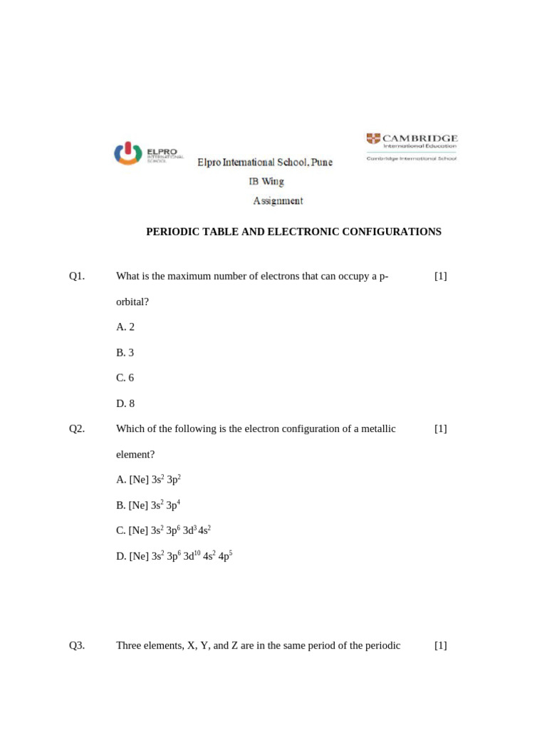 Periodic Table and Configurations | PDF