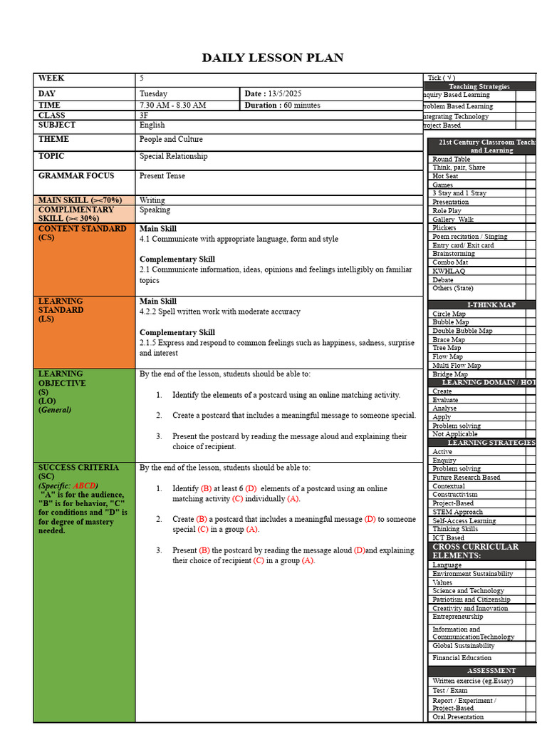Lesson Plan 3F 13 - 5 | PDF | Lesson Plan | Intelligence