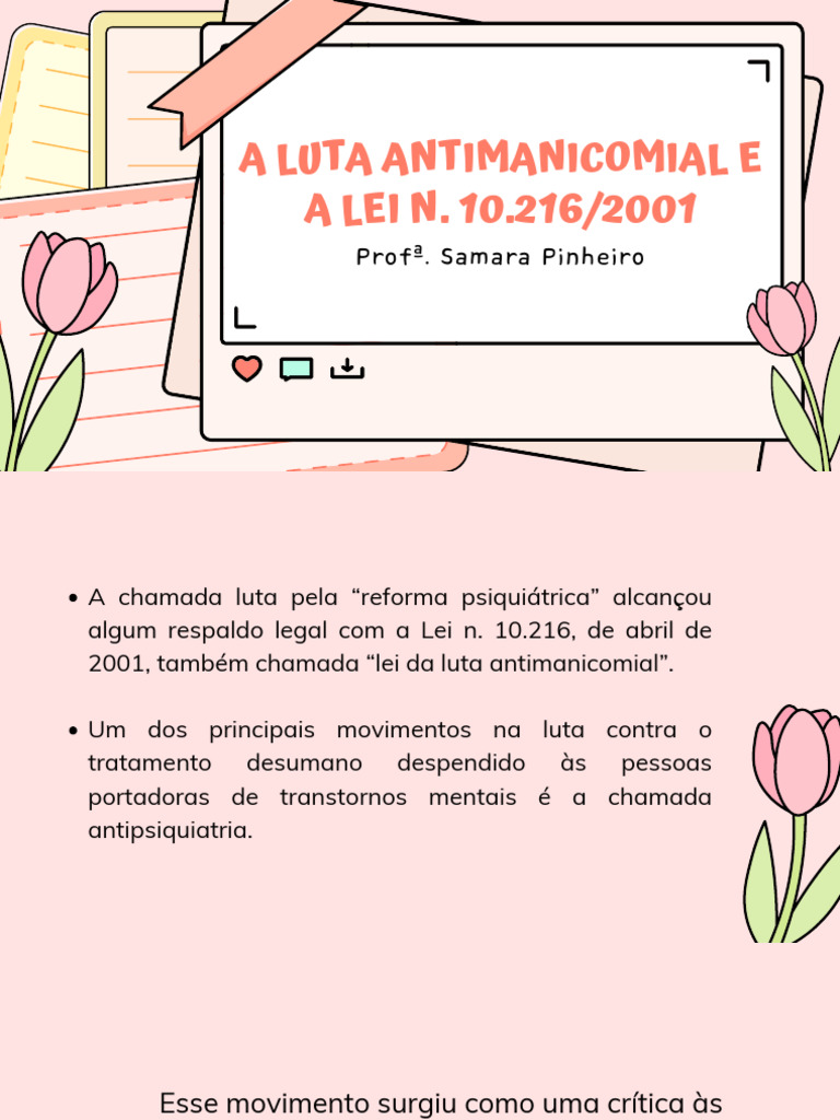 A Luta Antimanicomial e A Lei N. 10.2162001 | PDF | Psiquiatria | Saúde mental