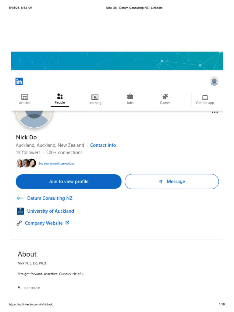 Nick Do: Profile on LinkedIn NZ | PDF | Actuator | Linked In