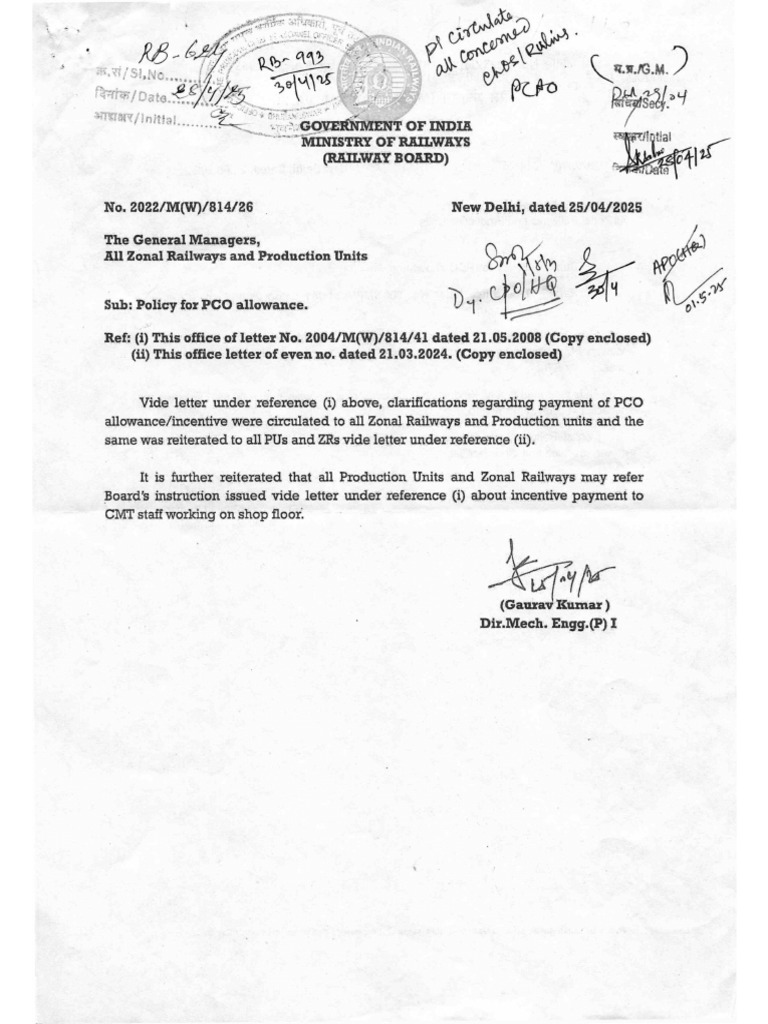 PCO Allowance of Central Government Employees | PDF