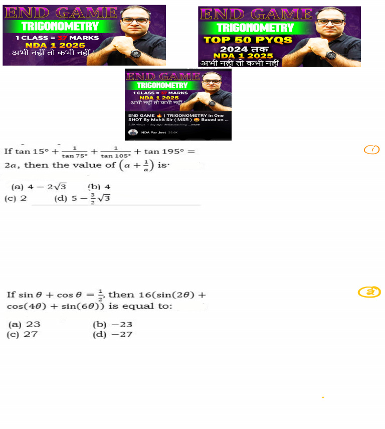 END GAME Trigonometry Practice Sheet 1 | PDF