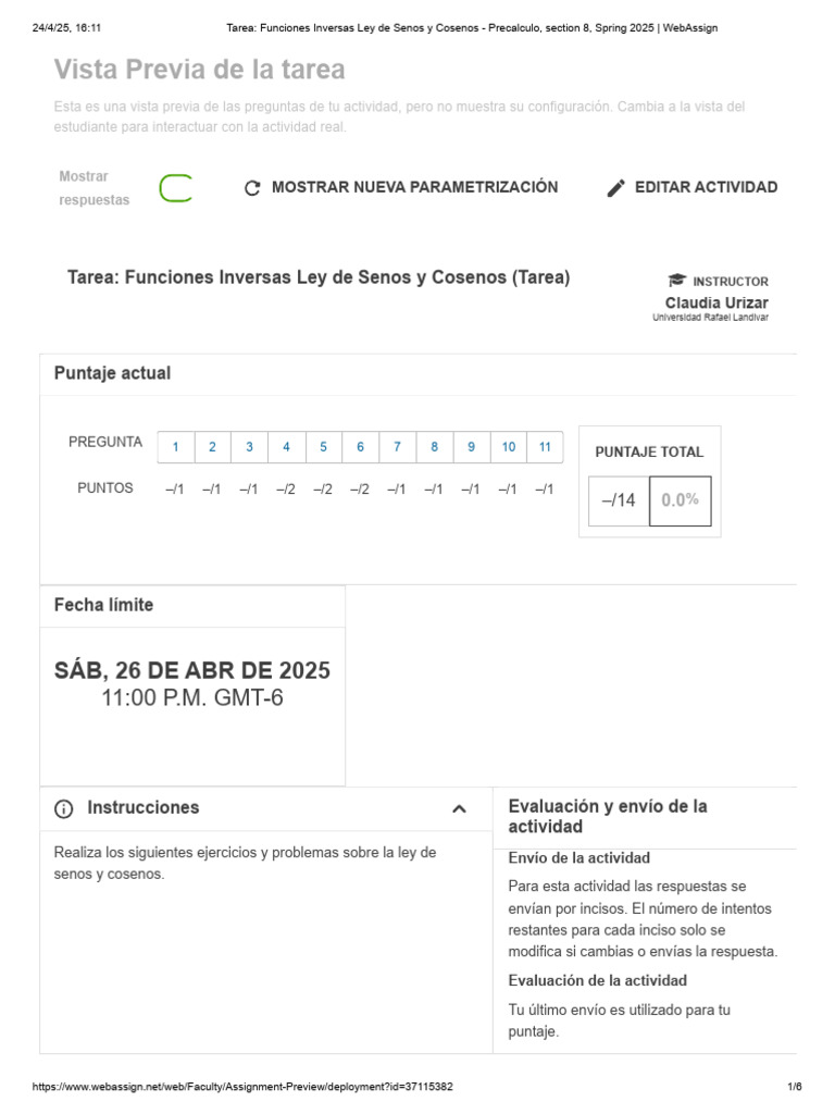 Tarea - Funciones Inversas Ley de Senos y Cosenos - Precalculo, Section ...
