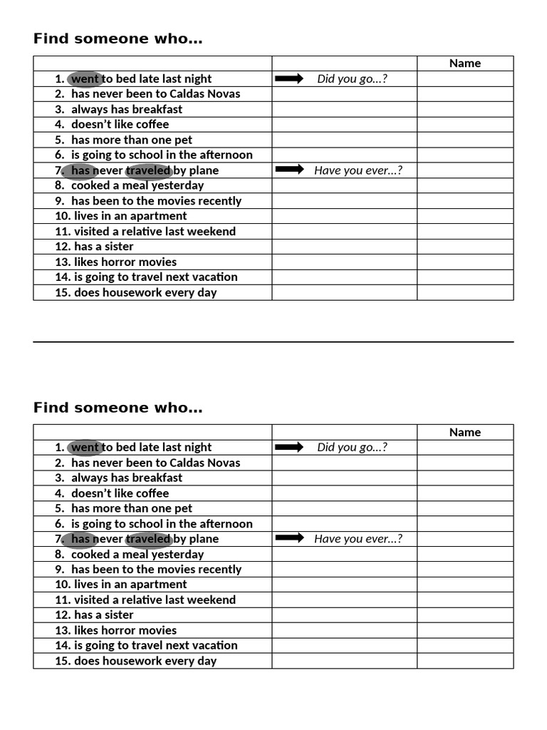 Find Somenone Who | PDF