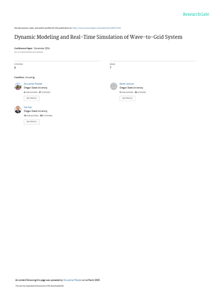 Dynamic Modeling and Real-Time Simulation of Wave-To-Grid System | PDF ...