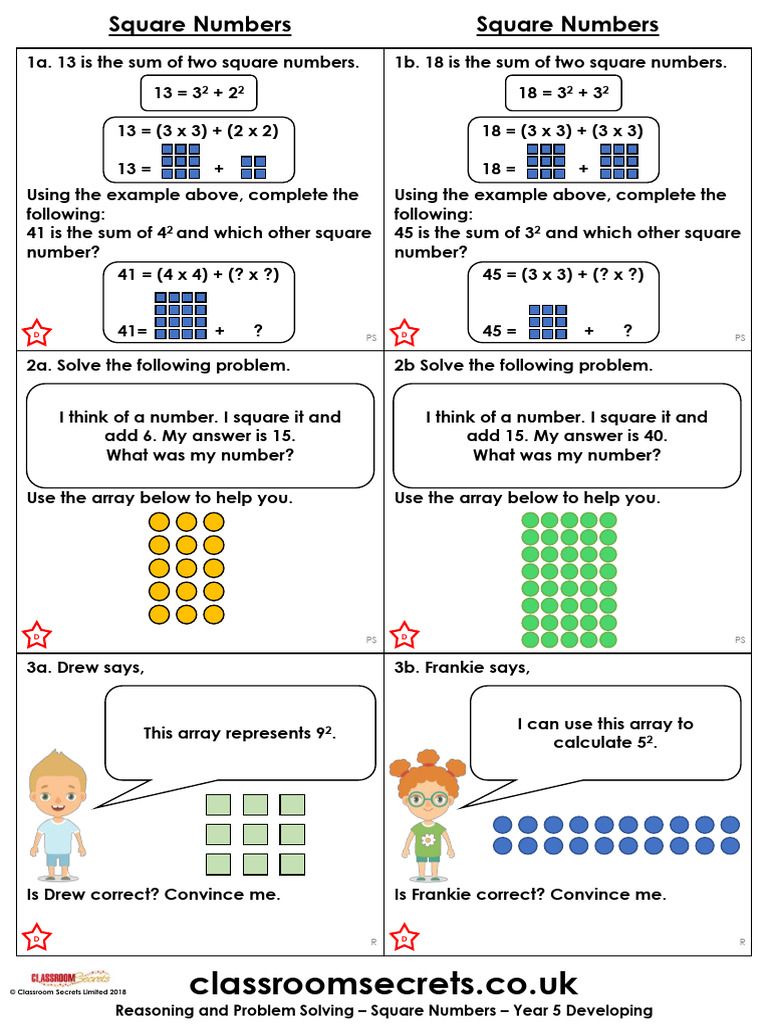 Square Numbers Problem Solving Guide | PDF | Mathematics | Arithmetic