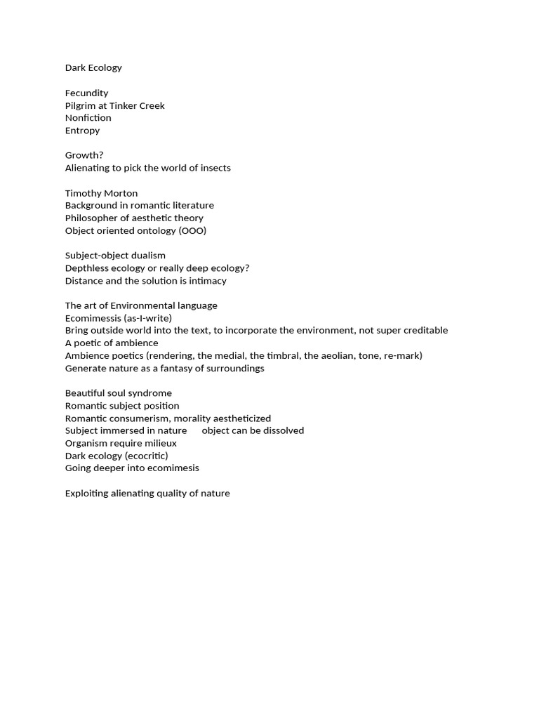 Dark Ecology | PDF