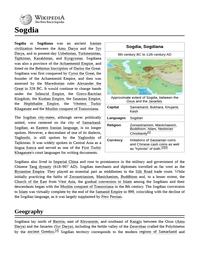 Sogdia (1) | PDF | Achaemenid Empire