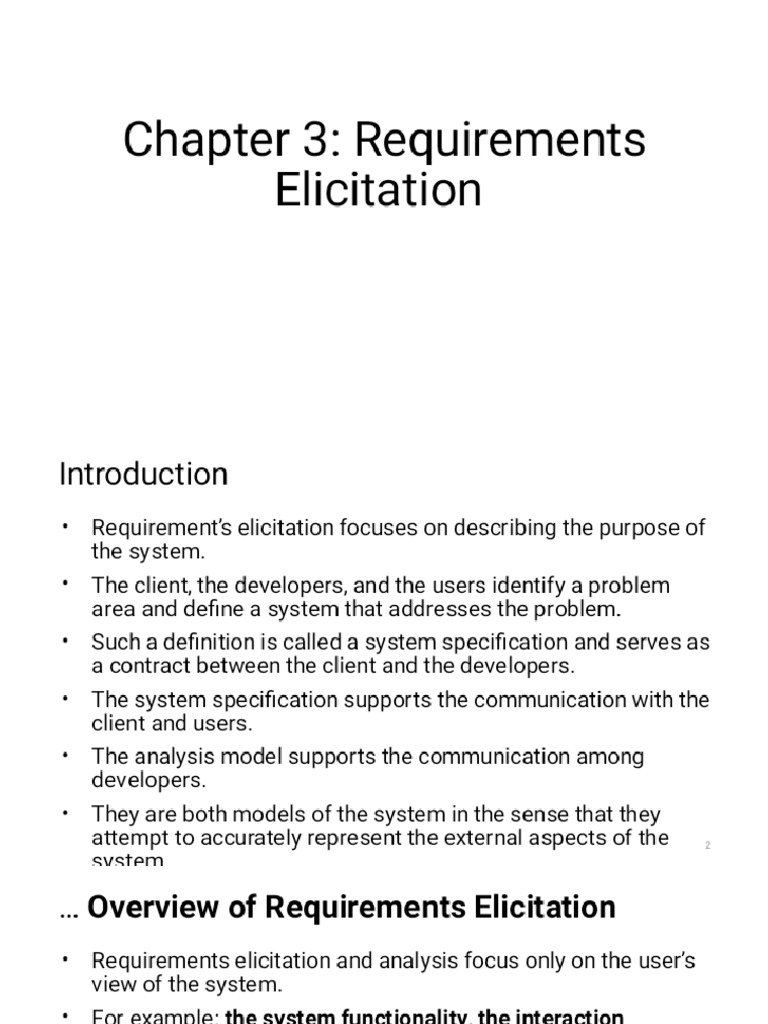 Chapter 3 - Requirements Elicitation - Phoenix | PDF