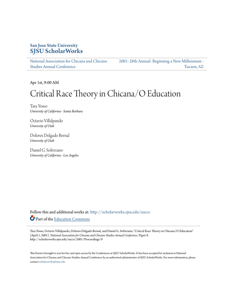 Critical Race Theory in Chicana/o Education | PDF | Critical Race ...
