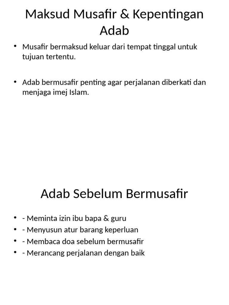 Adab Bermusafir dalam Islam Tingkatan 3 | PDF