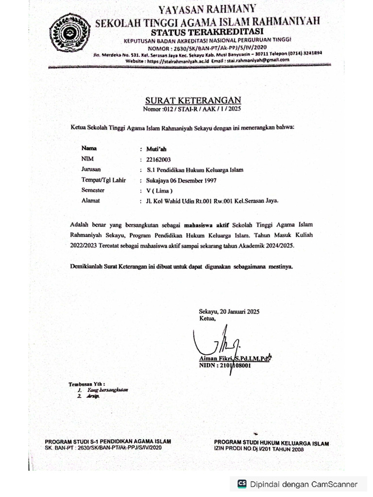 Surat Ket Aktif Kuliah | PDF
