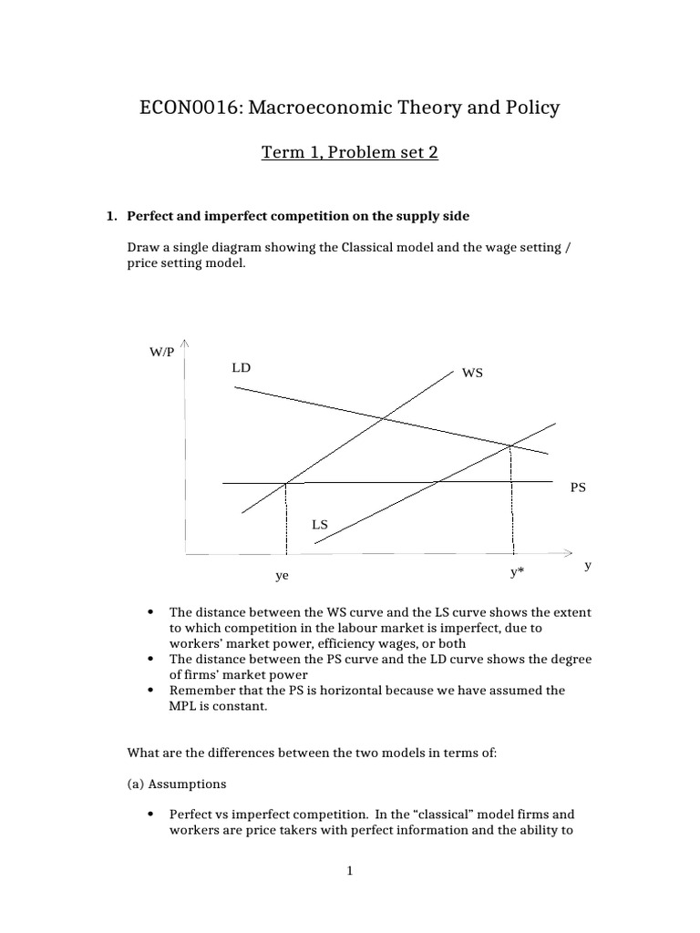 PSET2 Answers | PDF | Economic Equilibrium | Unemployment