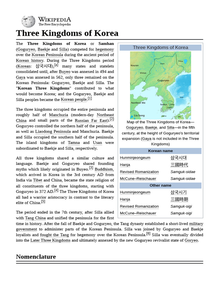Three Kingdoms of Korea | PDF | Northeast Asia | East Asia