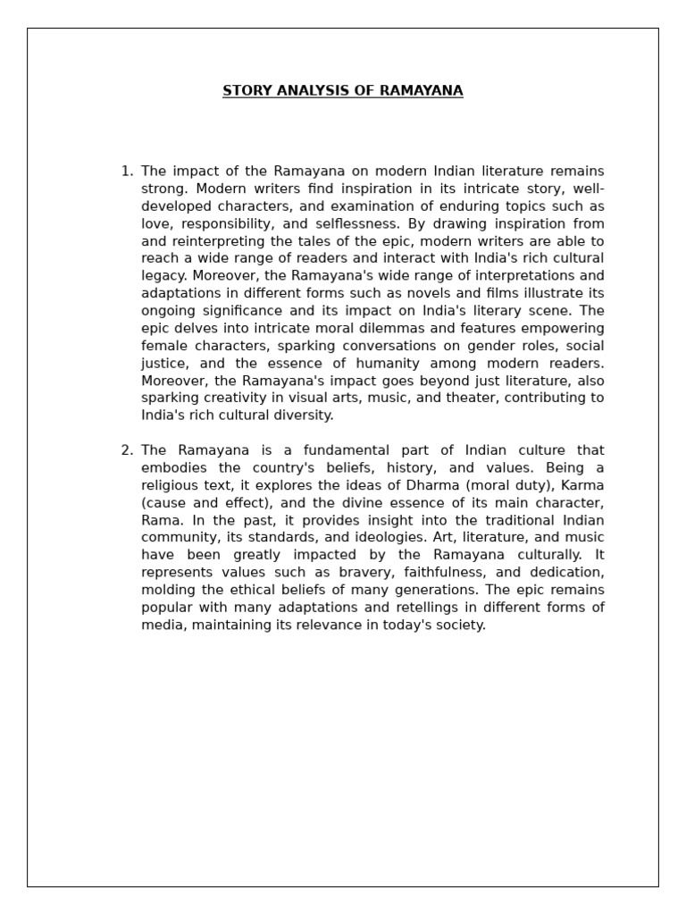 Story Analysis of Ramayana | PDF