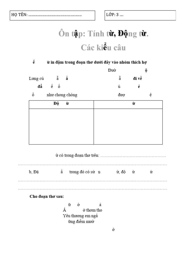 BTLTVC On Tap Ve DT Tt. Cac Kieu Cau | PDF