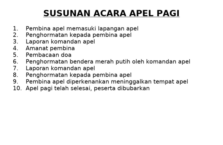 Susunan Acara Apel Pagi | PDF