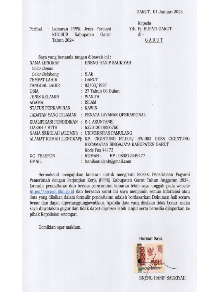 Surat Lamaran Scan pdf-compressed | PDF