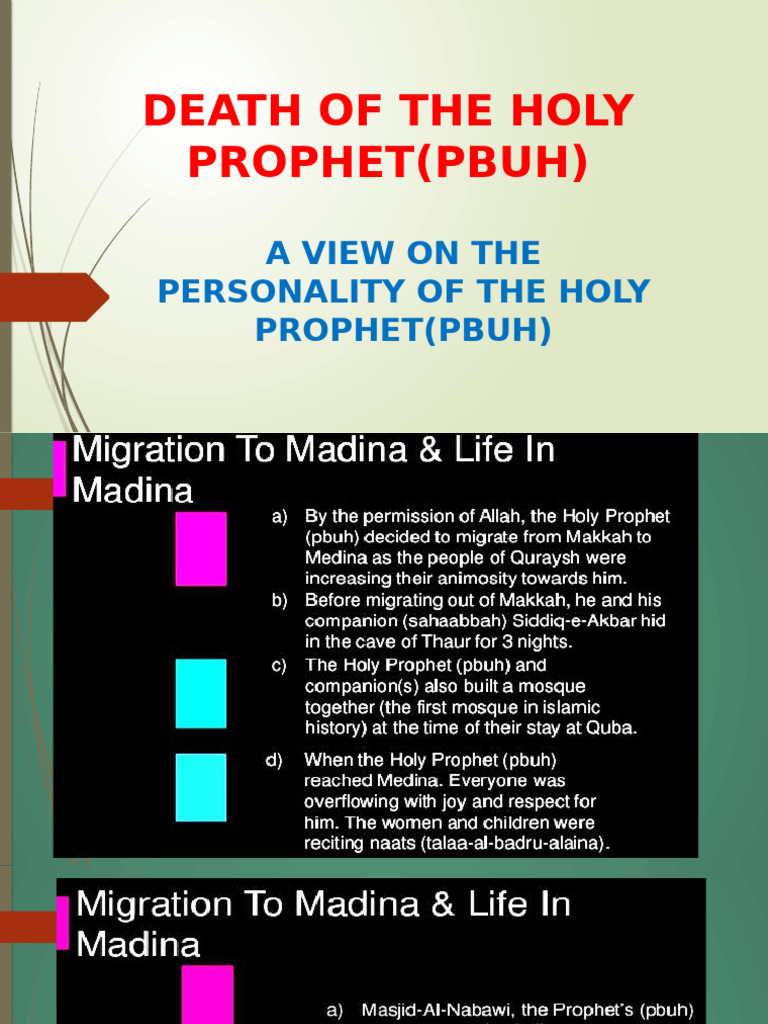 Death of The Holy Prophet and His Personality | PDF