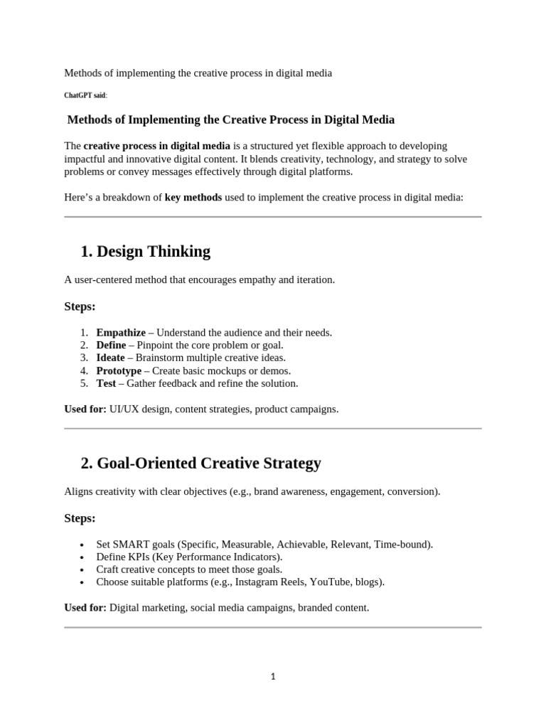 Methods of Implementing The Cretive Process | PDF | Creativity | Human Communication