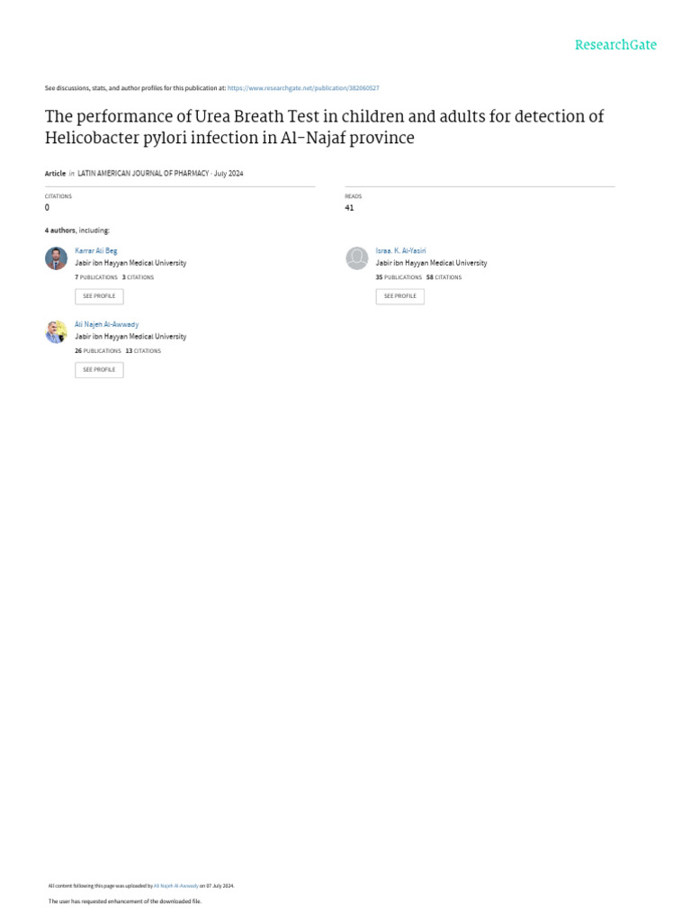 The Performance of Urea Breath Test in Children and Adults For ...