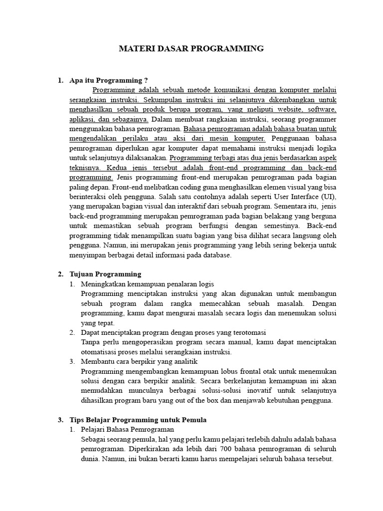 Materi Dasar Programming | PDF