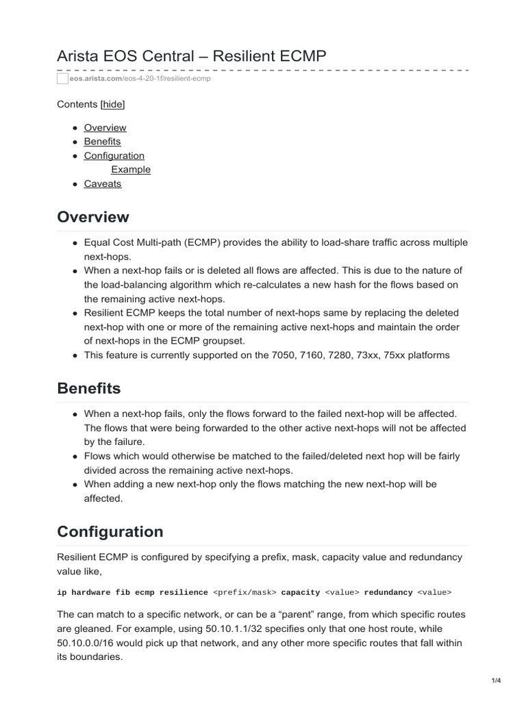 Arista EOS Central Resilient ECMP | PDF | Load Balancing (Computing) | Algorithms