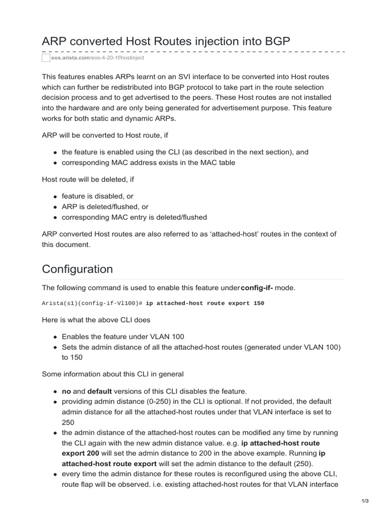 ARP to BGP Host Route Injection Guide | PDF | Command Line Interface ...