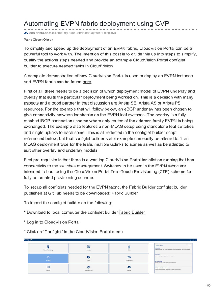 eos.arista.com-Automating EVPN fabric deployment using CVP | PDF | Ip ...