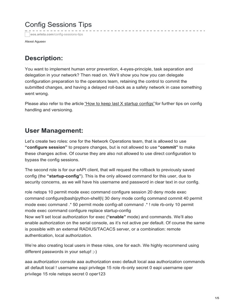 Config Sessions Tips | PDF | Radius | Internet Protocols